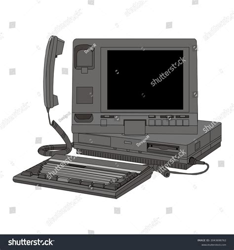 Retro Desktop White Computer Monitor Keyboard Stock Vector Royalty