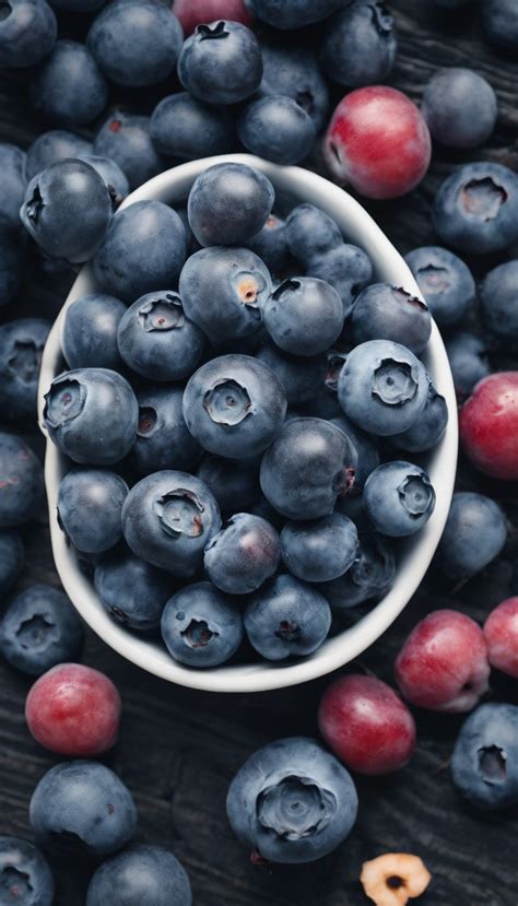 Monotonous Dark Blue Still Life Featuring An Assortment Of Blueberries Wallpaper