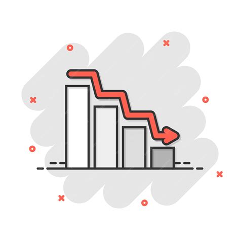 Premium Vector Market Trend Icon In Comic Style Decline Arrow With Magnifier Cartoon Vector