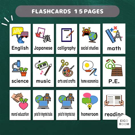 絵カード〈subjects Flashcards 教科ピクチャーカード〉 15pages