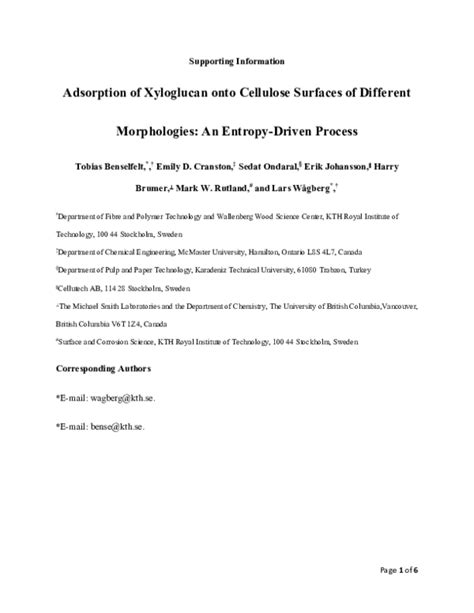 Pdf Adsorption Of Xyloglucan Onto Cellulose Surfaces Of Different