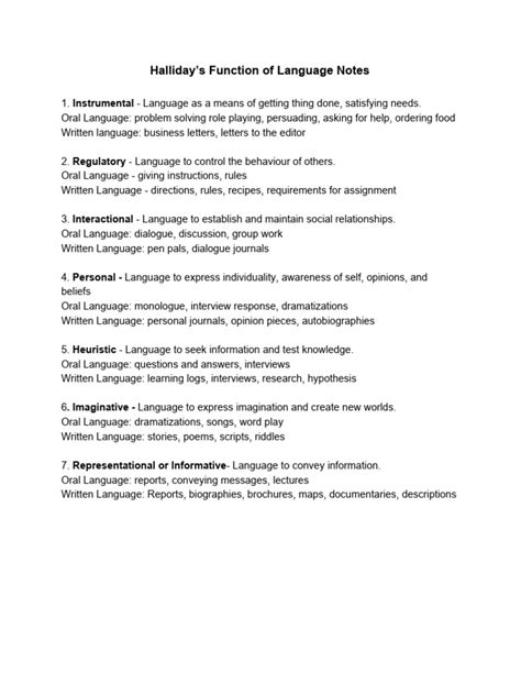 hallidays functions of language notes pdf