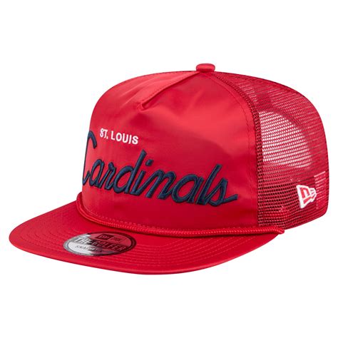 Mens New Era Red St Louis Cardinals Retro Satin Script Golfer Adjustable Hat