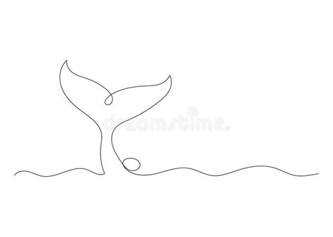 Continuous Line Drawing Of Whale Tail Stock Illustration