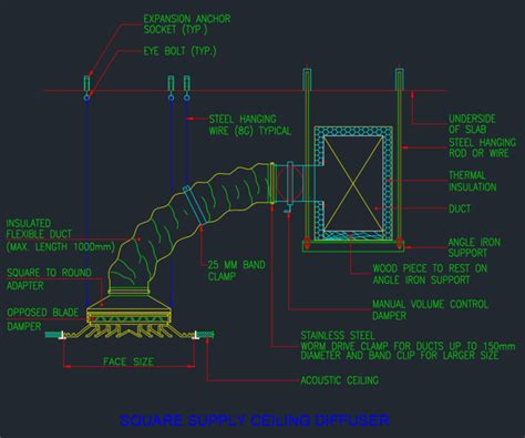 Square Supply Ceiling Diffuser Cad Dwg Download