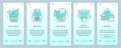 Premium Vector Hr Soft Skills Onboarding Mobile App Page Screen