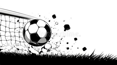 Soccer Ball Goal Explosion Dramatic Black And White Image Of A Soccer