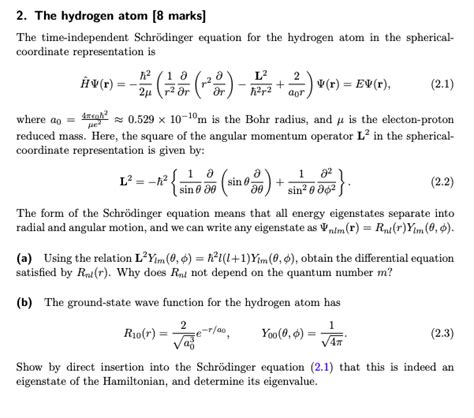 Derivation Of Schrodinger Equation For Hydrogen Atom Tessshebaylo