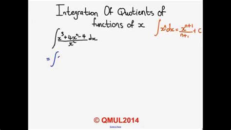 Calculus Integration Of Quotients Of Function X Youtube