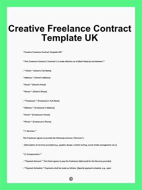 Creative Freelance Contract Template Uk