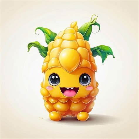 3d Cute Corn Character Premium Ai Generated Image