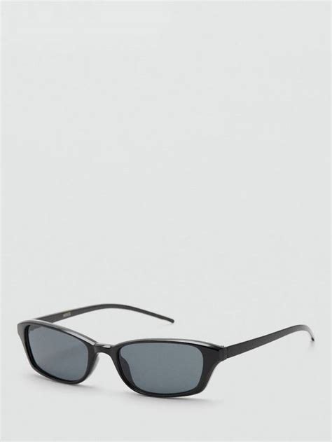 Mango Thin Frame Sunglasses Black