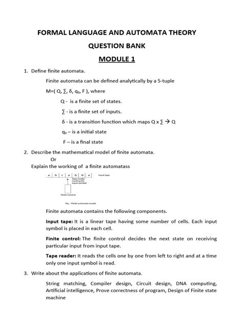 Module 1 Question Bank Pdf String Computer Science Automata Theory