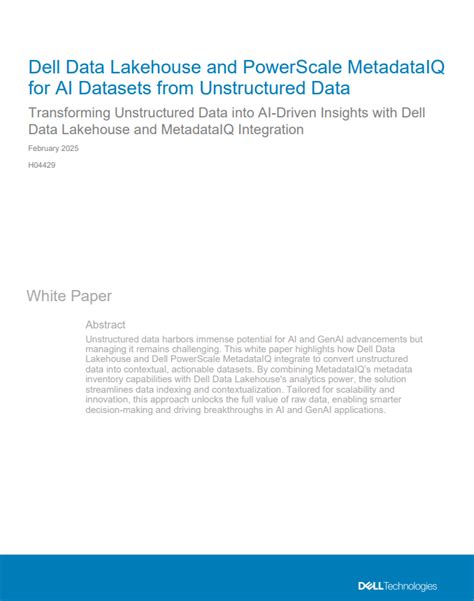 Dell Data Lakehouse And Powerscale Metadataiq For Ai Datasets From