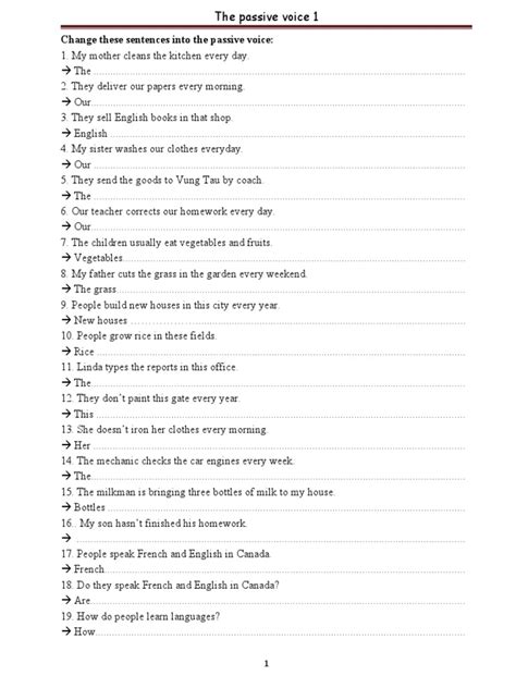 passive voice transformations a collection of sentences converted from active to passive form pdf