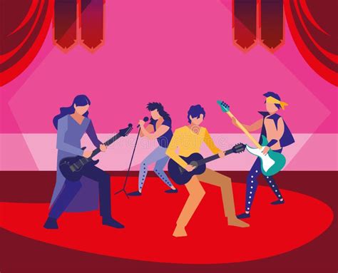 People Musicians Concert Event Design Stock Illustration Illustration