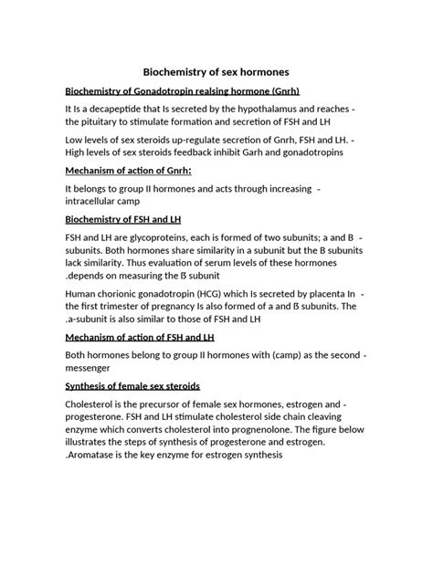 Biochemistry Of Sex Hormones And Fertility Pdf Luteinizing Hormone