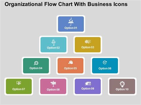 Organizational Flow Chart With Business Icons Flat Powerpoint Design Presentation Graphics