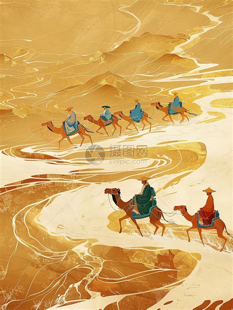 丝绸之路敦煌风插画插画图片下载 正版图片402612112 摄图网