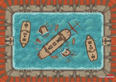 Naval Arena Battle Crosshead Battlemaps For Dnd And Other Tabletop