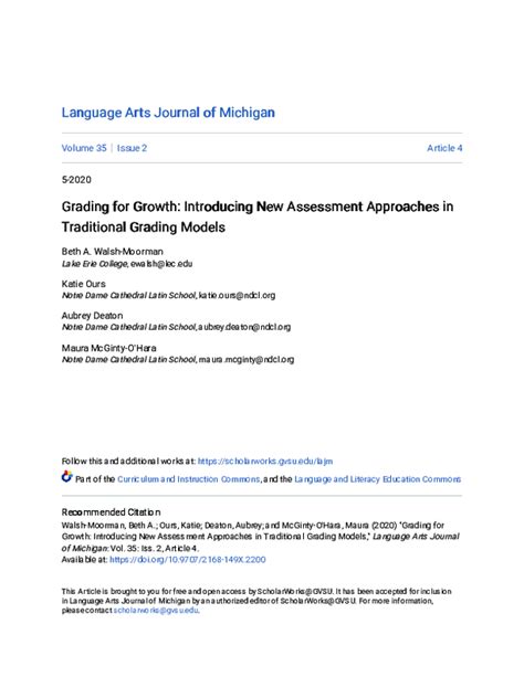 Pdf Grading For Growth Introducing New Assessment Approaches In