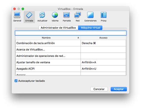 Modificar Los Atajos De Teclado En Máquinas Virtuales Virtualbox