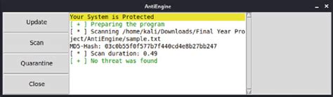 screenshot showing the scan result of the signature based malware
