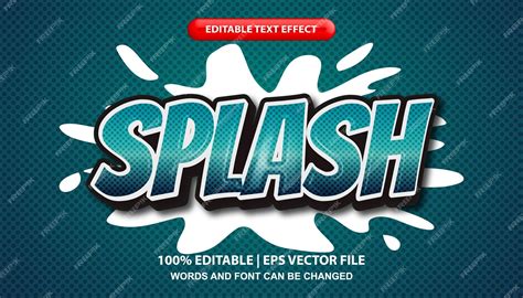 Premium Vector Splash Text Editable Text Effect Template In Comic Style Water Splash