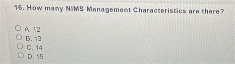 Solved How many NIMS Management Characteristics are | Chegg.com