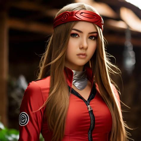 Premium Photo An Adult Girl From Naruto With Long Light Brown Hair