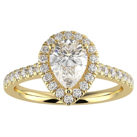 1ct Natural Diamond G H Color Si Clarity Perfect Design Pear Shape Halo