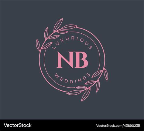 Nb Initials Letter Wedding Monogram Logos Vector Image