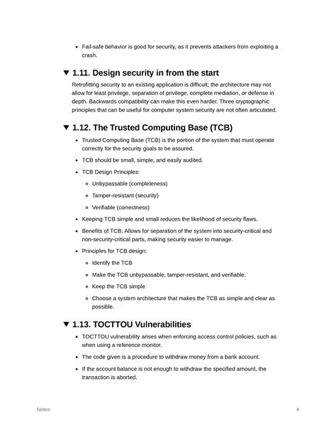 Cs161 Notes 4 Notes 4 Fail Safe Behavior Is Good For Security As It