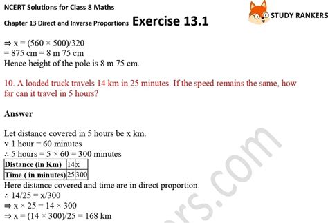 Ncert Solutions For Class 8 Maths Ch 13 Direct And Inverse Proportions Exercise 13 1