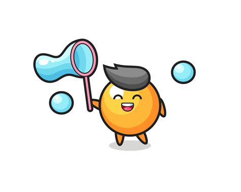 Happy Ping Pong Ball Cartoon Playing Soap Bubble 3326197 Vector Art At
