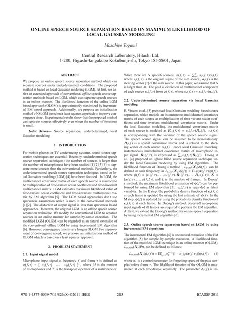 Pdf Online Speech Source Separation Based On Maximum Likelihood Of Local Gaussian Modeling