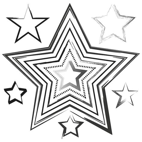 Star Outline Illustration Layered Artistic Shapes Black White Abstract