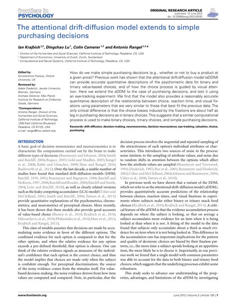 Pdf The Attentional Drift Diffusion Model Extends To Simple