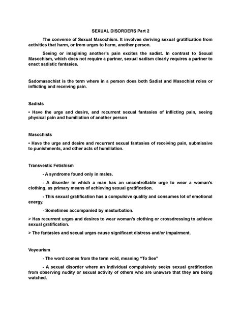 Sexual Disorders Part 2 Bs Psychology Studocu