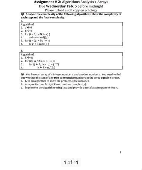 Solved Assignment Algorithms Analysis Arrays Due Chegg