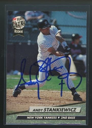 1992 Fleer Ultra Andy Stankiewicz Signed Card Autograph Auto Yankees Rc