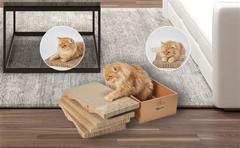 Rubmeow Cat Scratcher Cardboard Scratch Pad Box For Indoor