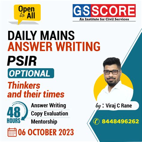 Psir Optional Thinkers And Their Times By Viraj Rane Gs Score