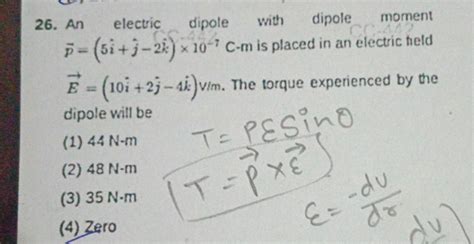 An Electric Dipole With Dipole Moment Vec { P } 5 Hat { I } Hat