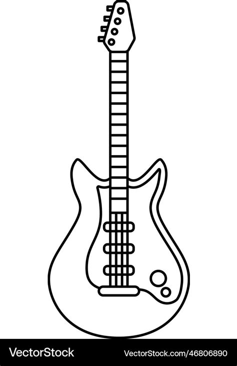 Isolated Electric Guitar Outline Icon Flat Design Vector Image