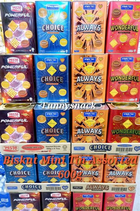 600g Hwa Tai Pesta Assorted Individual Pack Biscuit Biskut Mini Tin Jaminan Halal حلال‎ Lazada