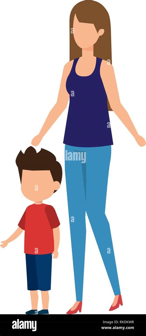Mother With Son Characters Vector Illustration Design Stock Vector