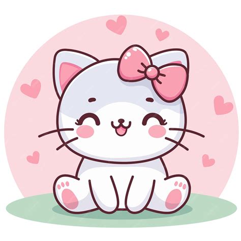 Vector Cute Kawaii Gato Gris Dibujado Animado Vector Premium
