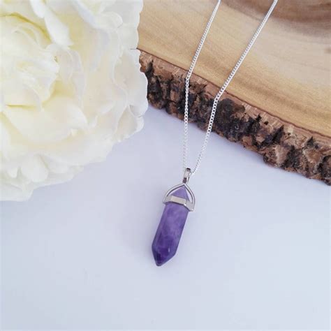 Amethyst Point Necklace Healing Crystal Boho Gemstone Jewellery Etsy