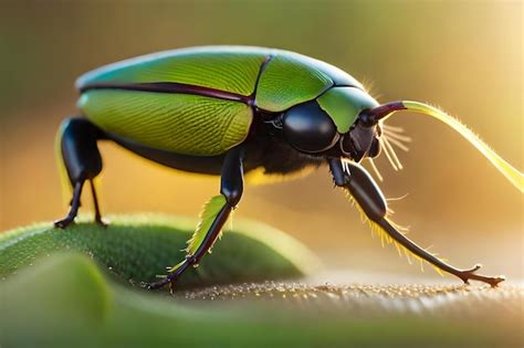 Premium Ai Image A Green Beetle With A Green Shell On Its Head
